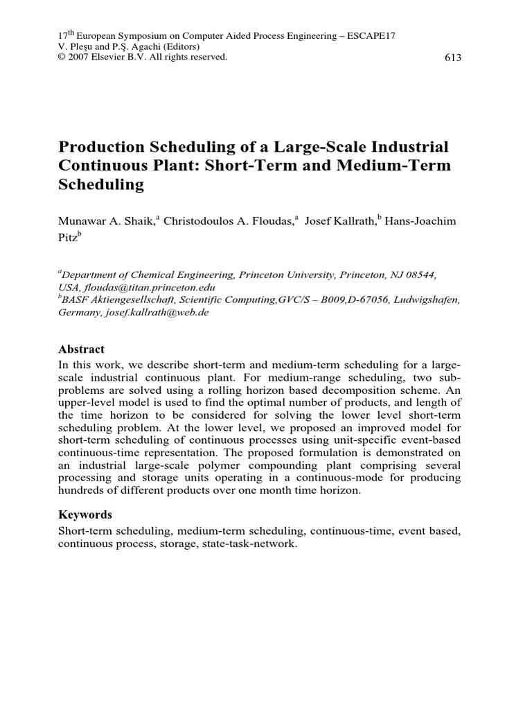 Production Scheduling of A Large-Scale Industrial Continuous Plant ...