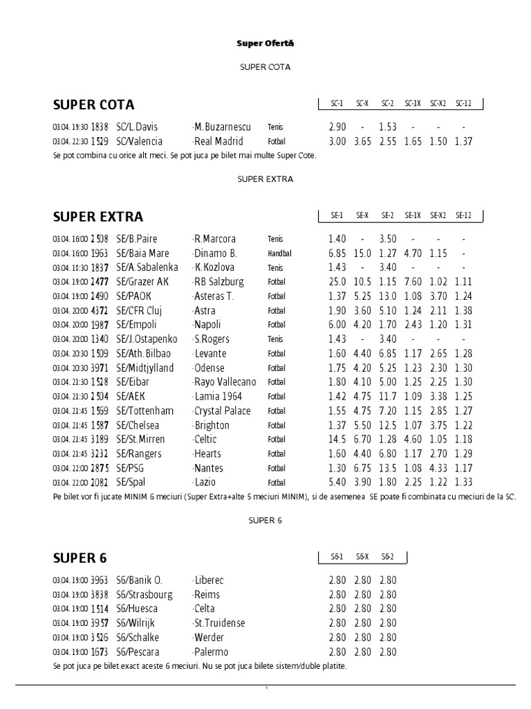 Superbet - Oferta Zilnică PDF | PDF