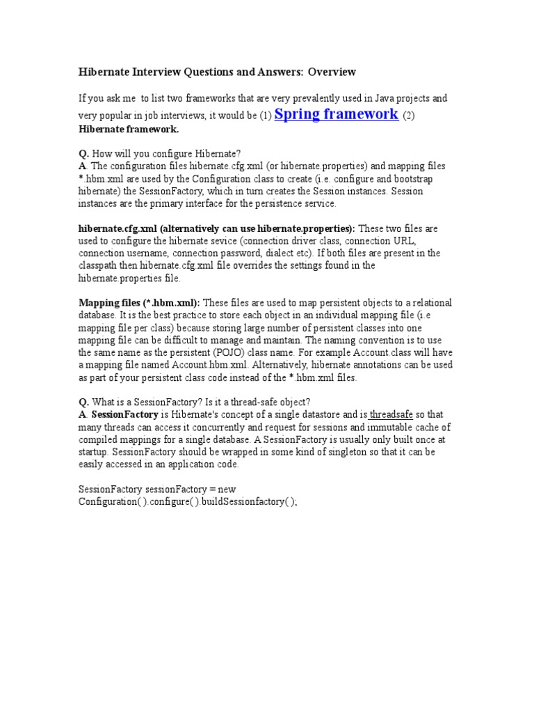 Hibernate Interview Questions and Answers | PDF | Database Transaction | Databases