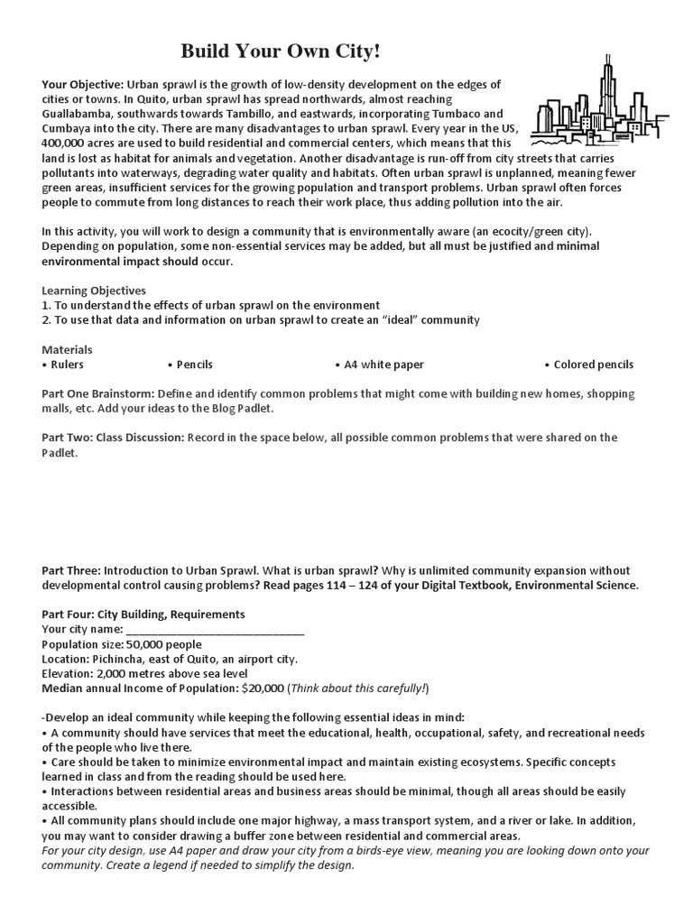 Build Your Own City Assignment - Urban Sprawl | PDF | Urban Sprawl ...