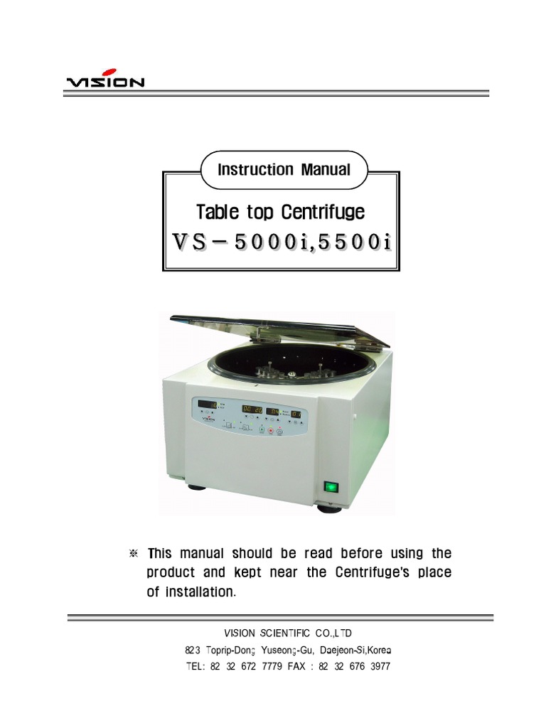 Vision Scientific-User Manual | PDF | Centrifuge | Acceleration