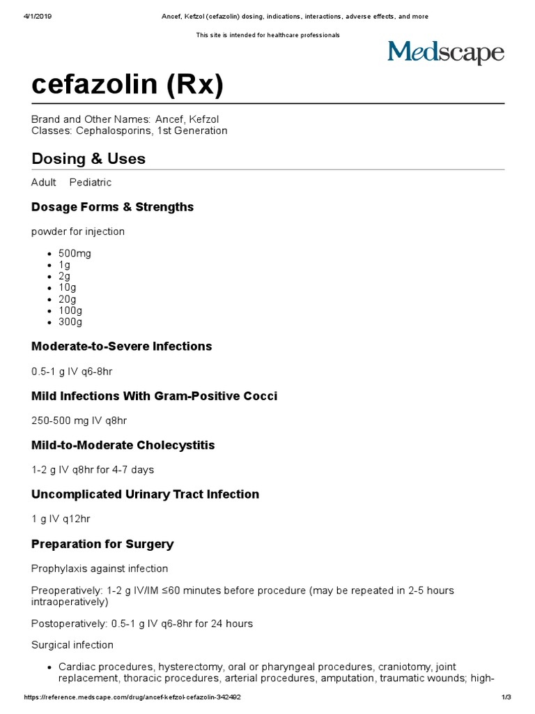 Cefazolin | PDF | Medical Specialties | Clinical Medicine