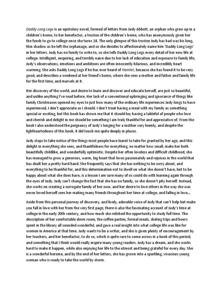 Daddy Long Legs Is An Epistolary Novel, Formed of Letters From Judy ...