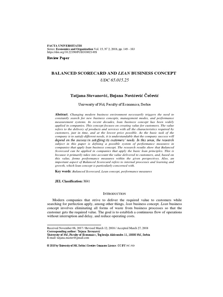 BSC I Lean Koncept | PDF | Lean Manufacturing | Business Process