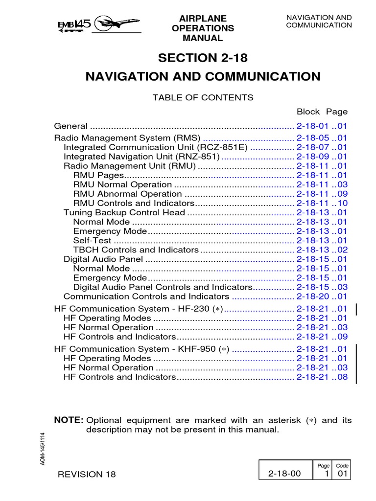 SECTION 2-18 Navigation and Communication: Airplane Operations Manual ...