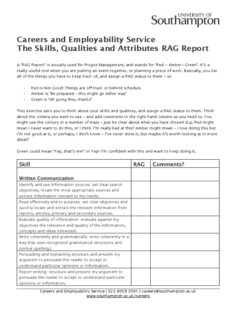 Skills & Personality Exercise | PDF | Spreadsheet | Information