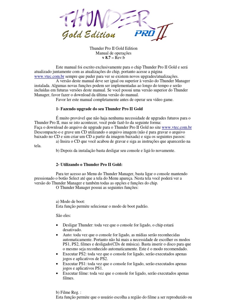 Manual do Thunder Pro II Gold | PDF | Inicialização (informática ...