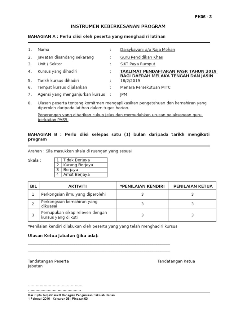 PK06-3 Instrumen Keberkesanan Program | PDF