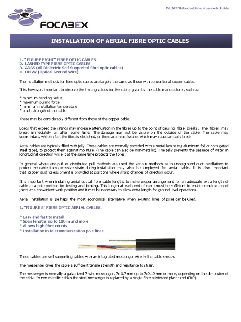 FTTH Aerial Installation | PDF | Coaxial Cable | Optical Fiber
