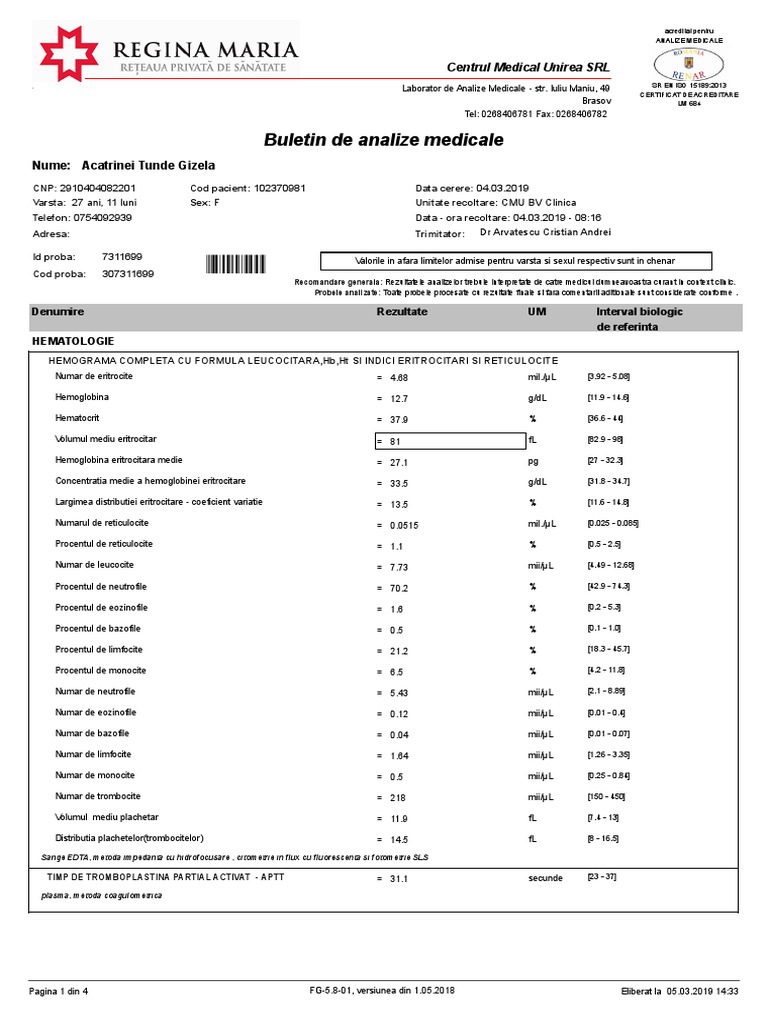 Rezultat Analize | PDF