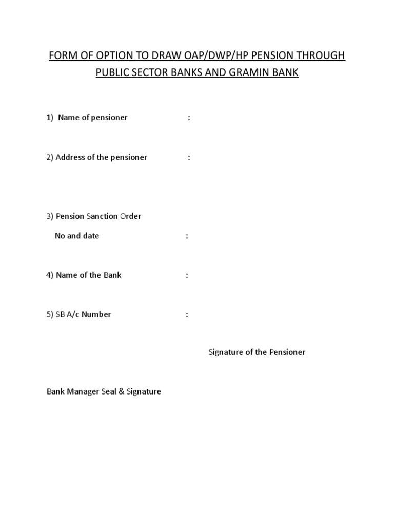 Form of Option To Draw Oap | PDF