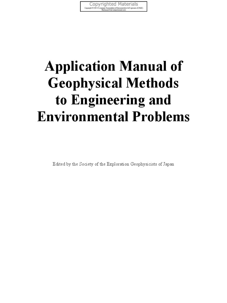 Application Manual of Geophysical Methods To Engineering and ...