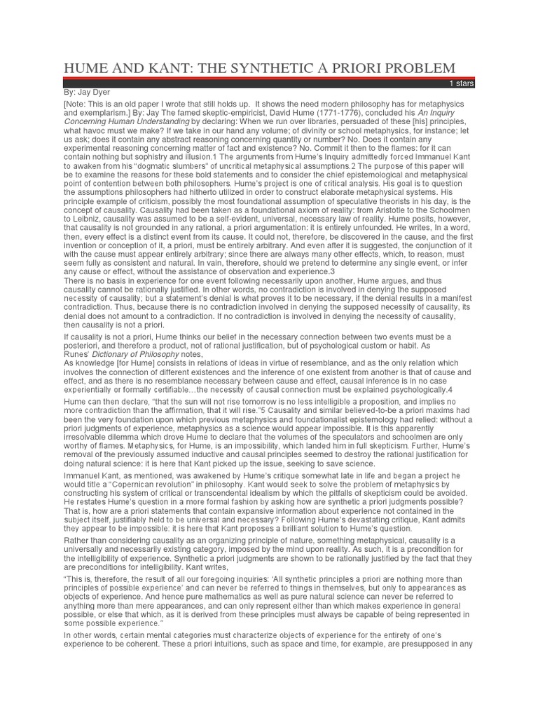 Hume and Kant | PDF | A Priori And A Posteriori | Immanuel Kant