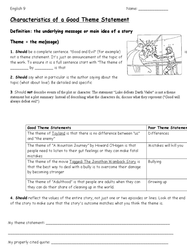 Characteristics of A Good Theme Statement | PDF