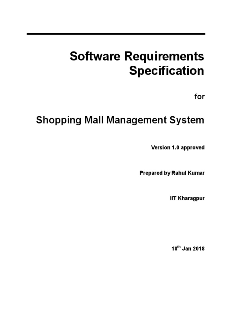 Software Requirements Specification: Shopping Mall Management System | Download Free PDF ...