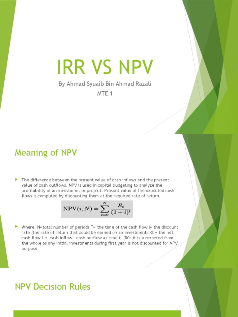 Irr VS NPV | PDF | Internal Rate Of Return | Net Present Value