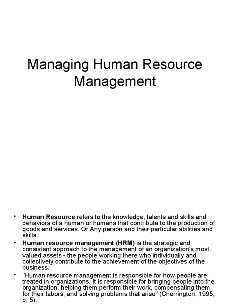 Managing Human Resource Management | PDF