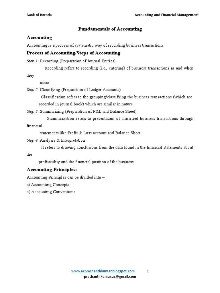 Fundamentals of Accounting Accounting Process of Accounting/Steps of ...