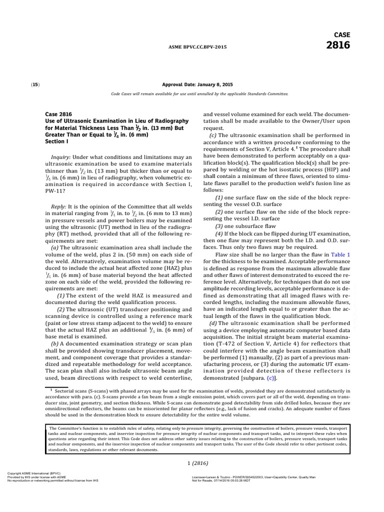 ASME Code Case 2816