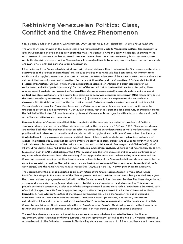 Rethinking Venezuelan Politics: Class, Conflict and The Chávez ...