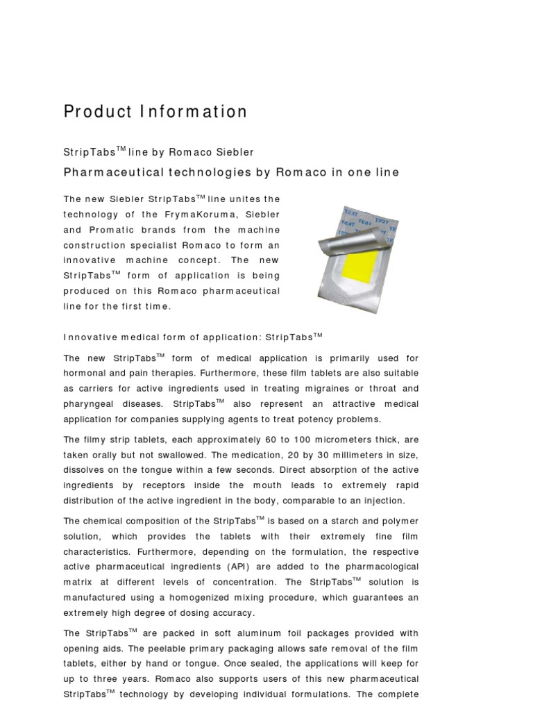 Strip Tabs Product Info | PDF | Tablet (Pharmacy) | Pharmaceutical ...