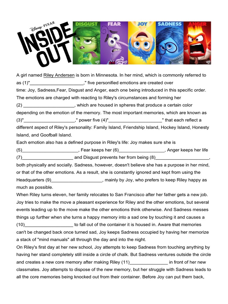 Inside Out (2015) - Movie Worksheet | PDF