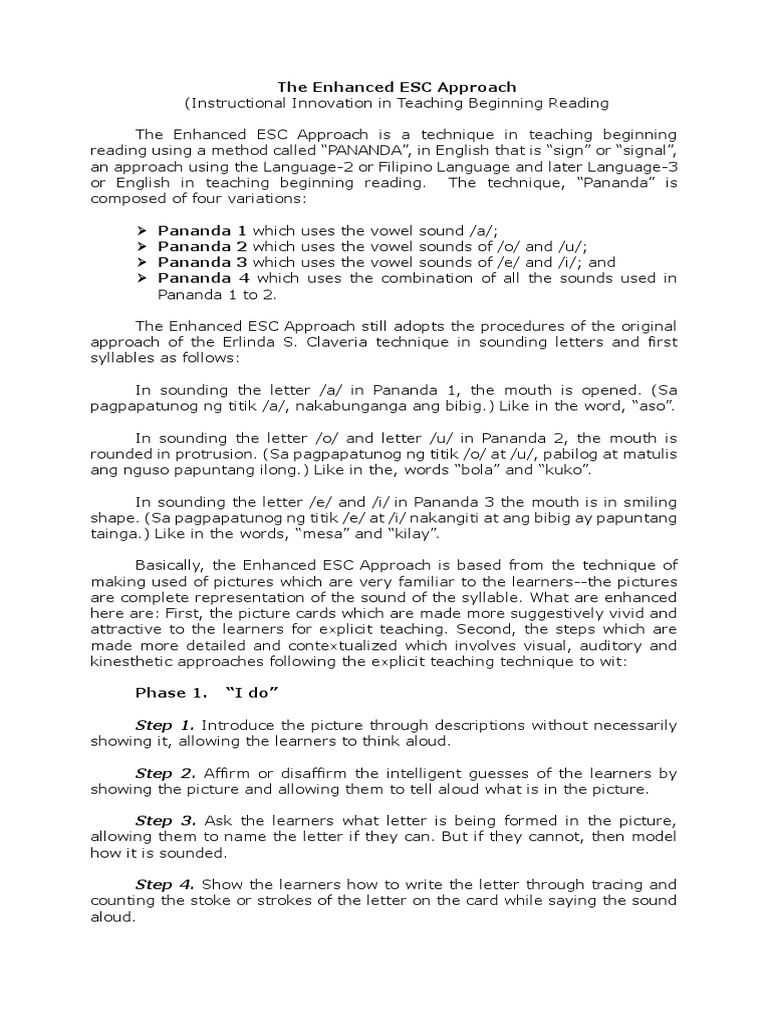 Esc Approach | PDF | Tagalog Language | Human Communication