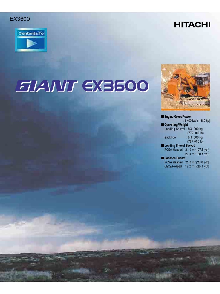 Hitachi EX3600 Excavator Specifications | PDF | Engines | Truck