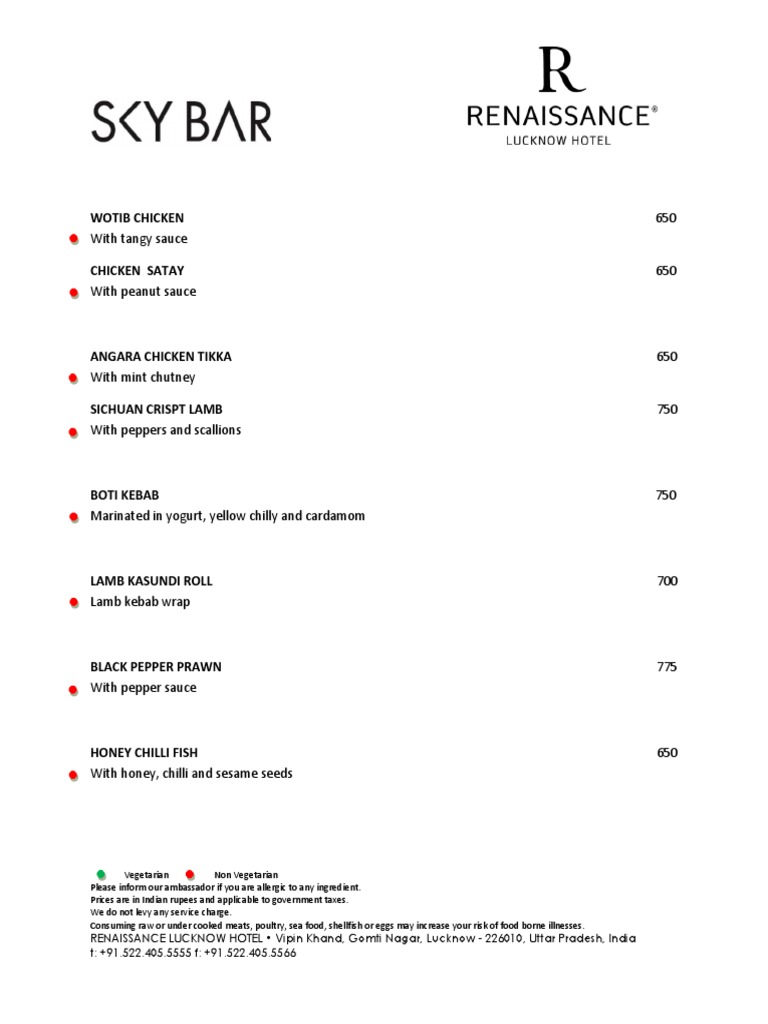 Skybar Menu | PDF | Kebab | Foods