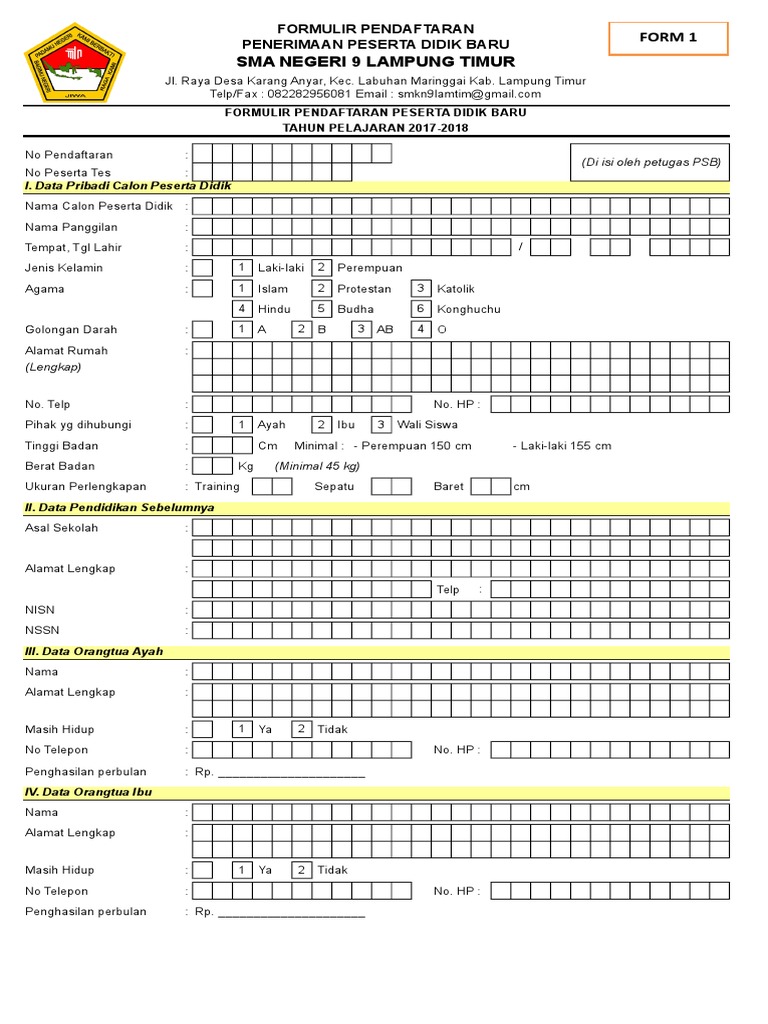 Form PPDB SMK | PDF