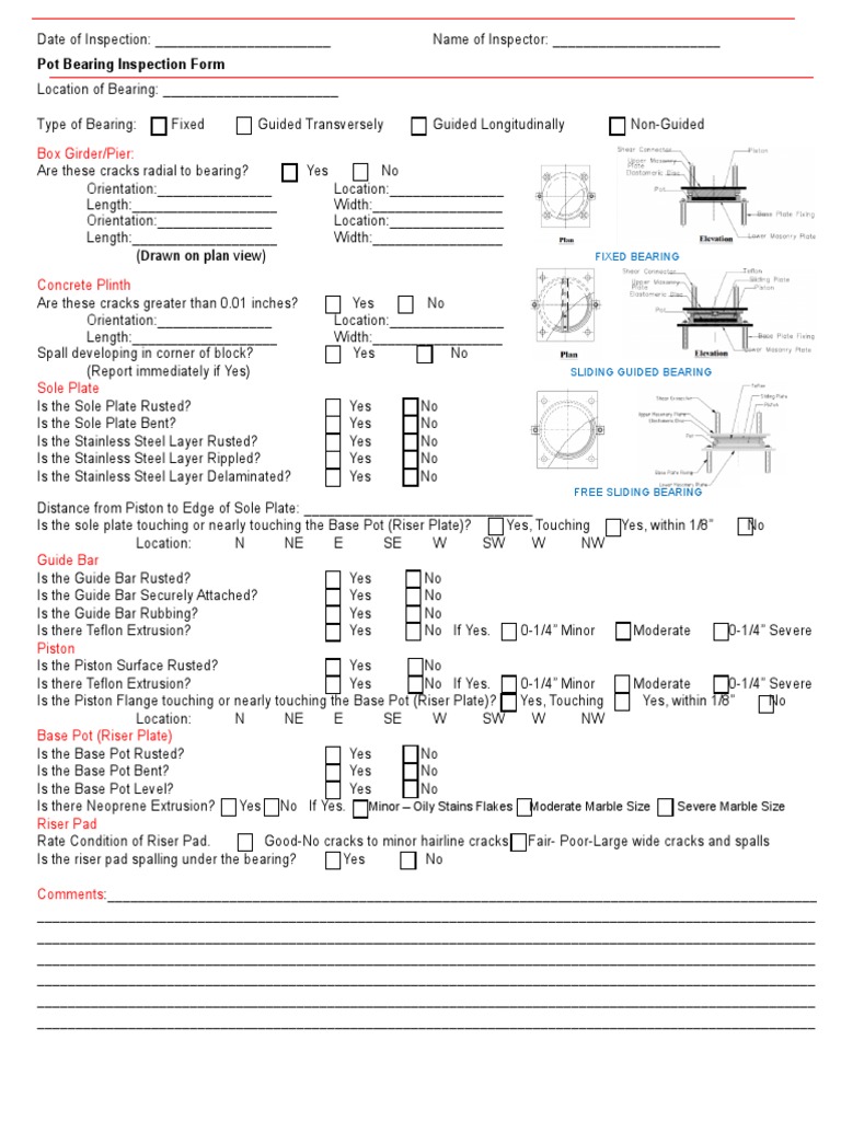 Bearing Inspection Form | PDF | Rust | Structural Engineering