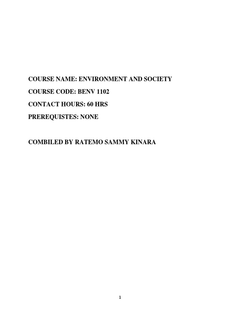 Benv 1102 Environmental and Society | PDF | Biodiversity | Pollution