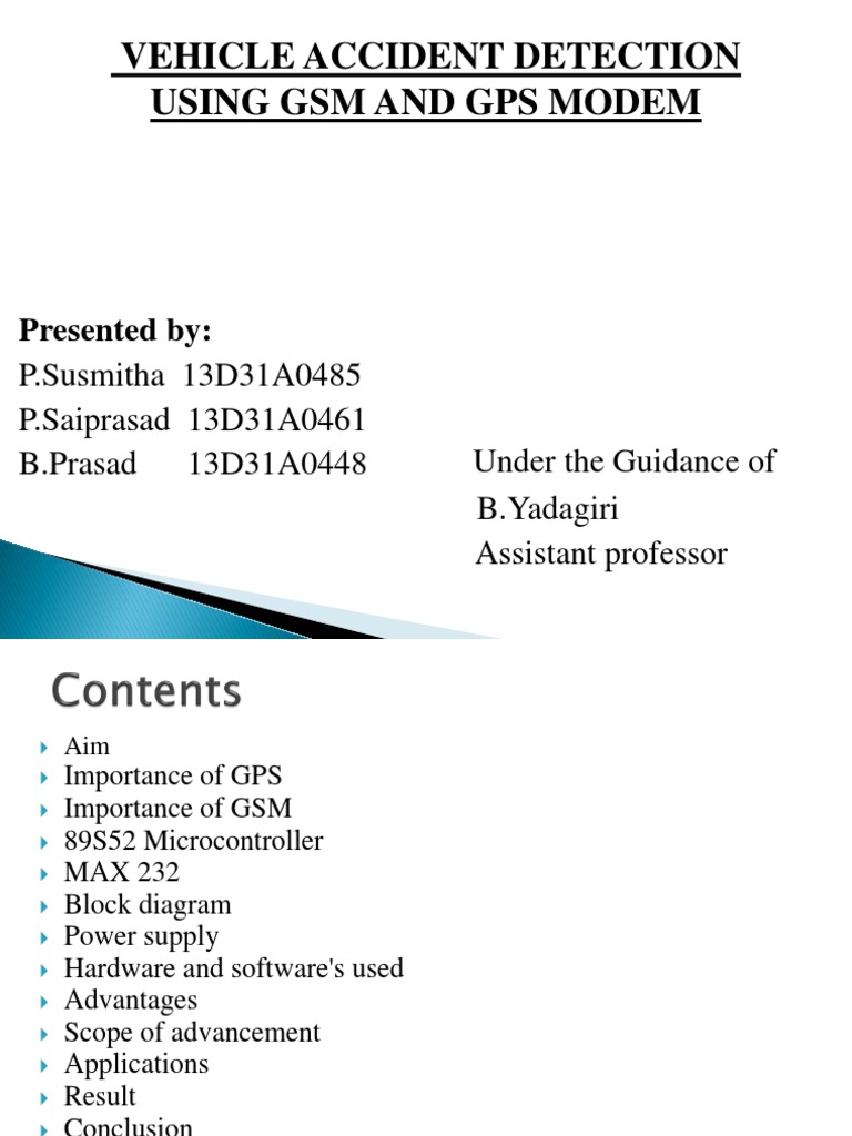 Vehicle Accident Detection System | PDF | Global Positioning System | Modem