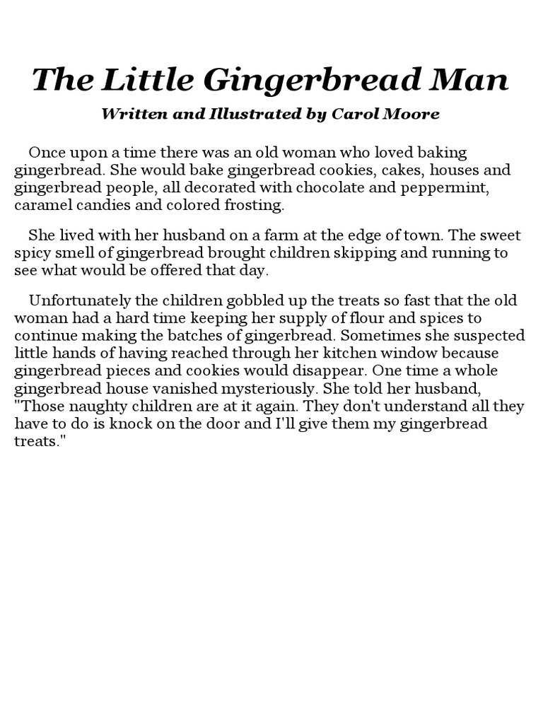 The Little Gingerbread Man: Written and Illustrated by Carol Moore ...