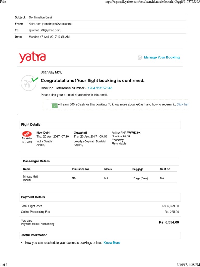 Flight Booking Confirmation Details | PDF | Service Industries | Business