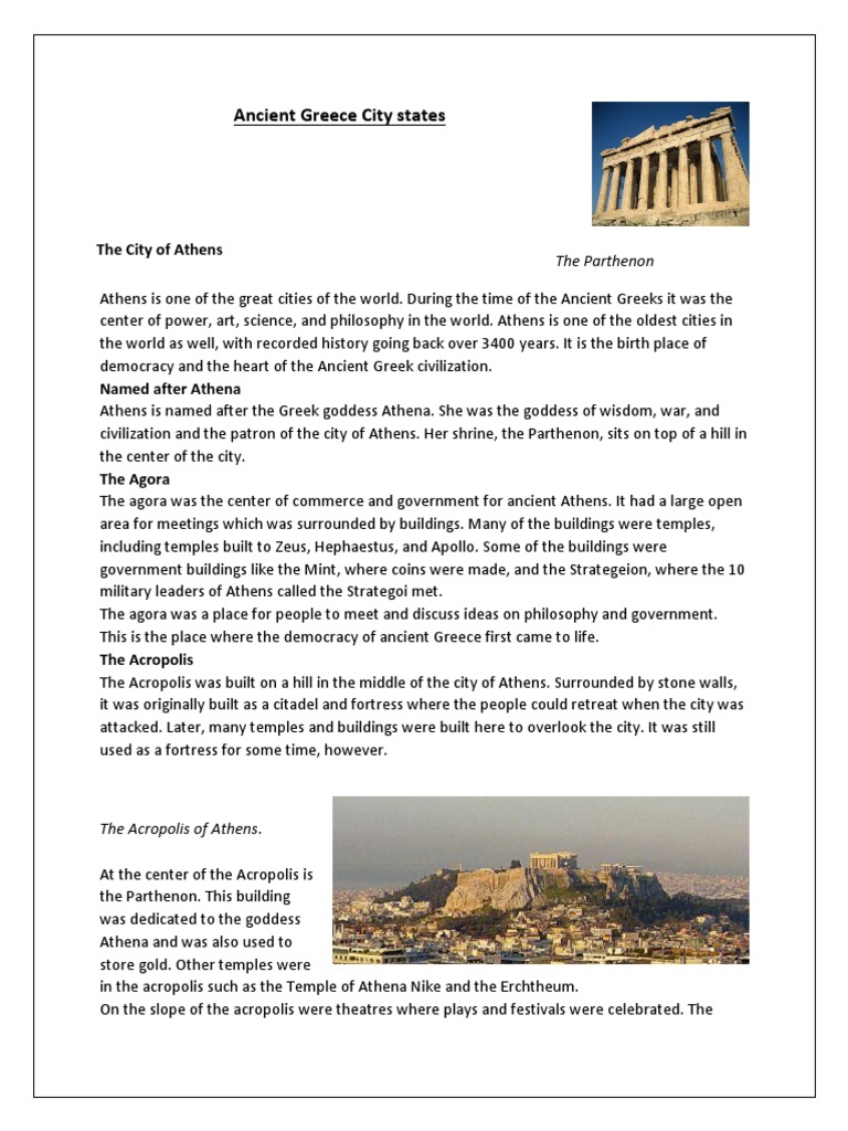 Ancient Greece City States: The City of Athens | PDF | Sparta ...