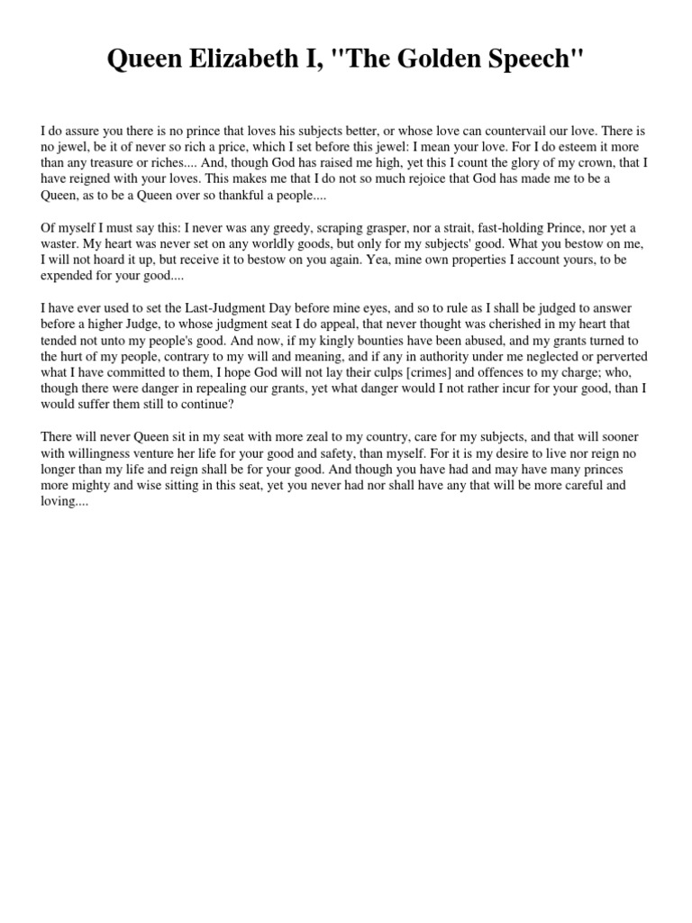 queen elizabeth i golden speech