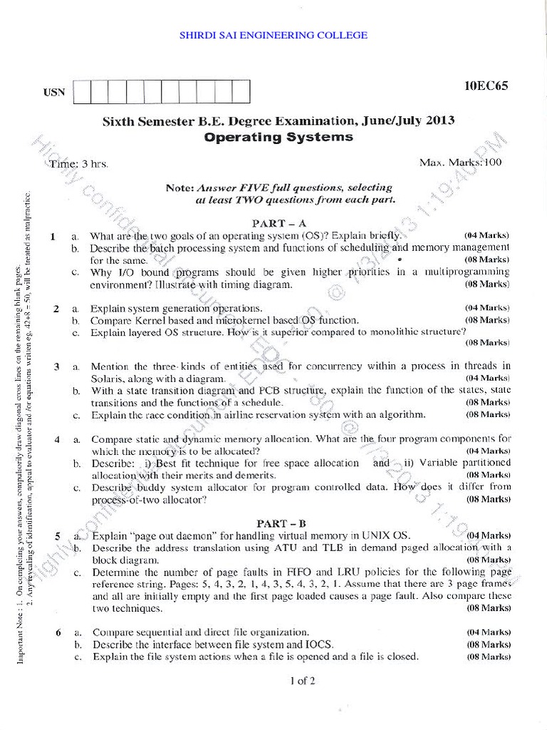 Operatingsystems PDF | PDF | Scheduling (Computing) | Operating System