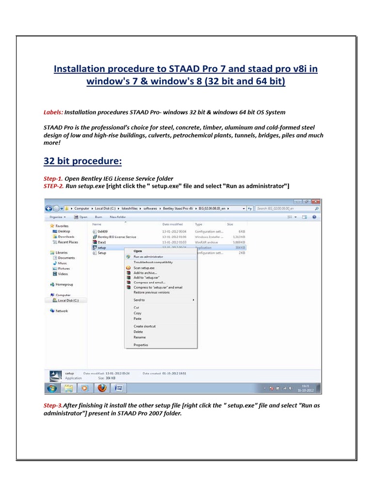 Installation Procedure To Staad Pro 7 and Staad Pro V8i With Crack PDF | PDF | Utility Software ...