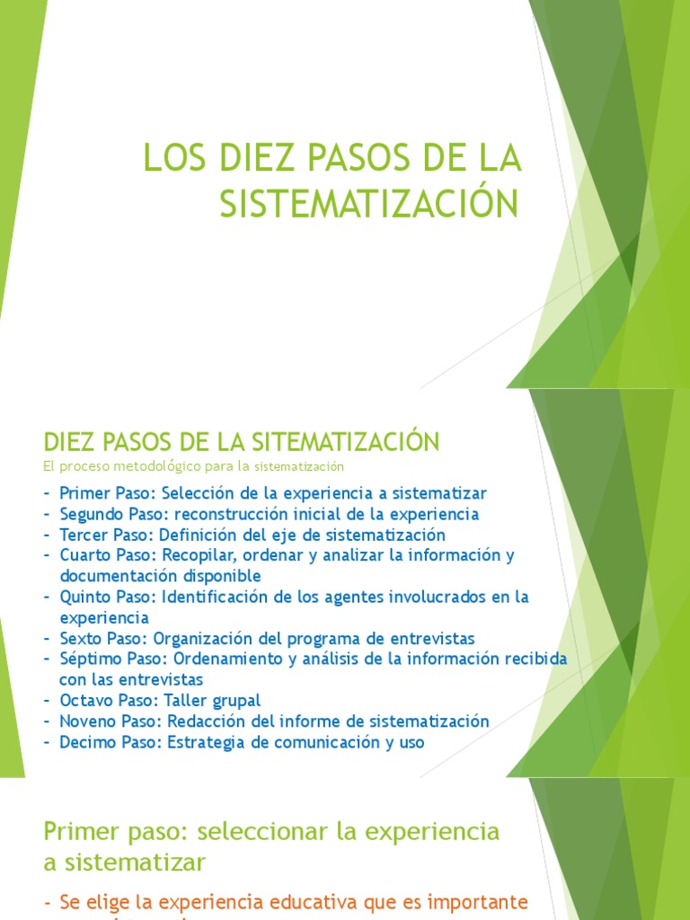 Los Diez Pasos de La Sistematización | PDF | Información | Toma de ...