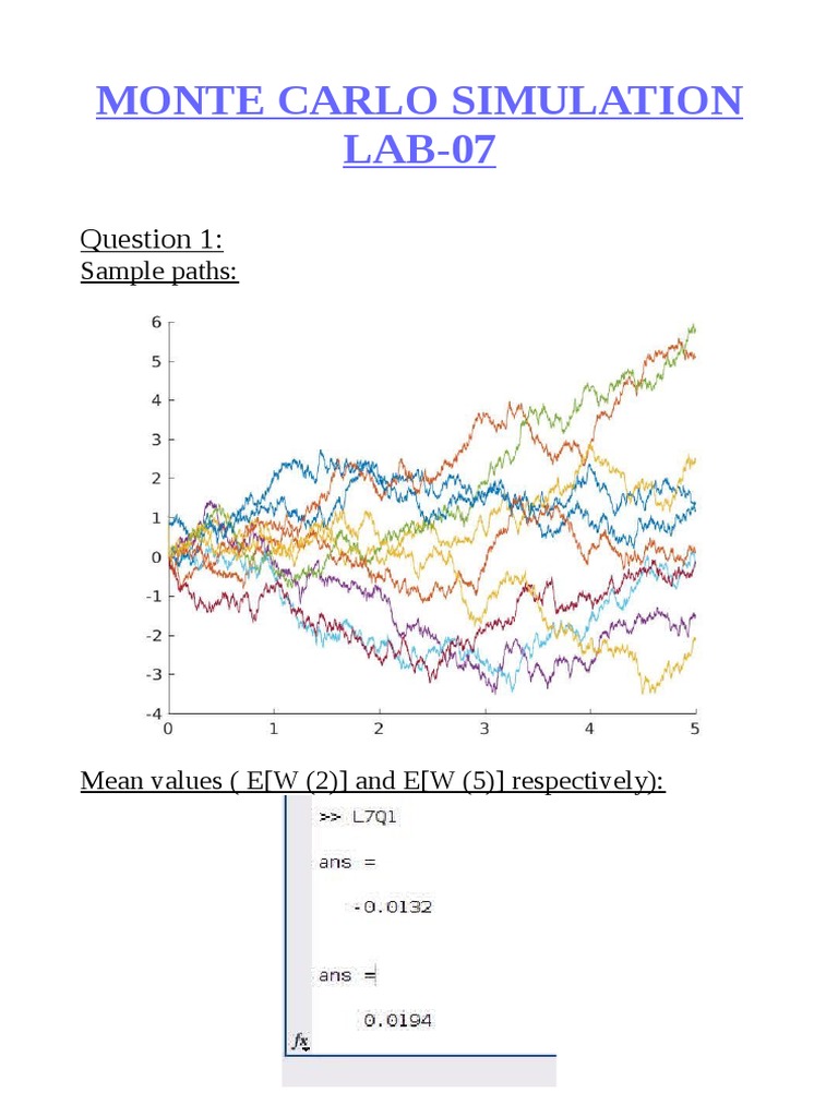 Monte Carlo Simulation LAB-07: Sample Paths | PDF