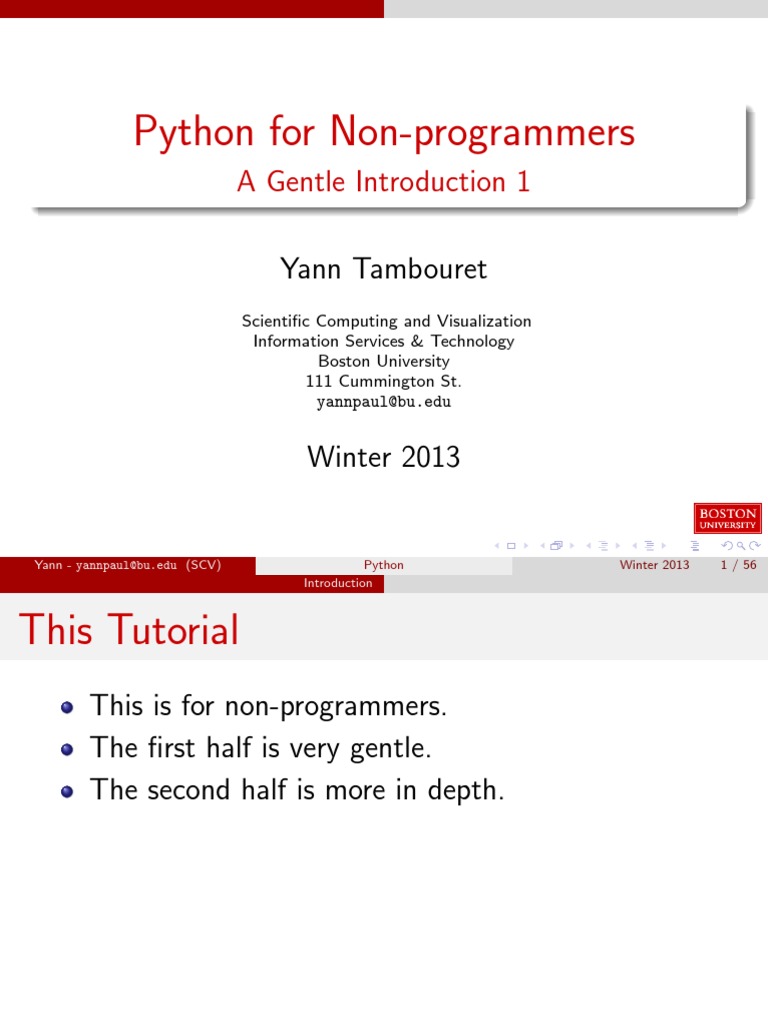 Python For Non Programmers A Gentle Introduction 1 Pdf Boolean