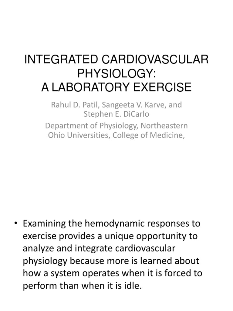 Integrated Cardiovascular Physiology: A Laboratory Exercise | PDF ...