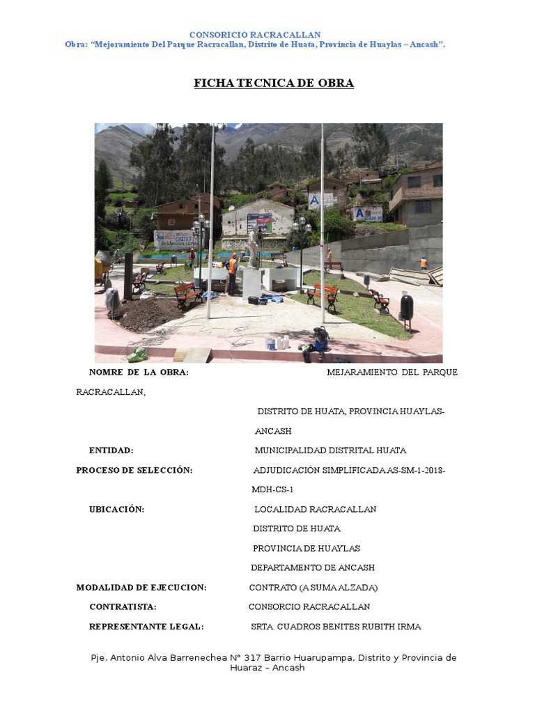 Ficha Tecnica de Obra | PDF