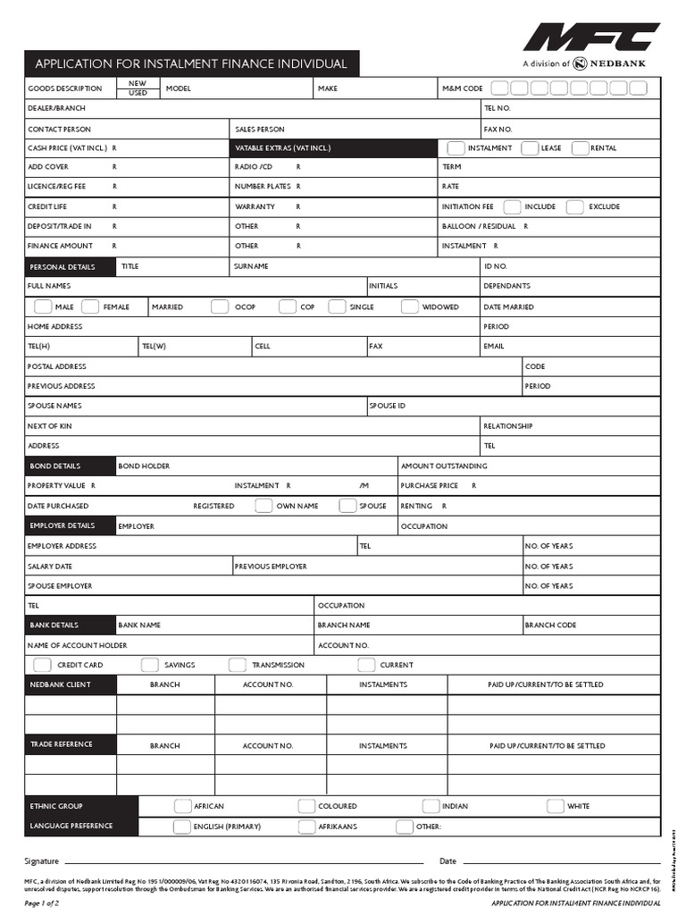 Finance Application Form PDF | PDF | Credit Card | Money