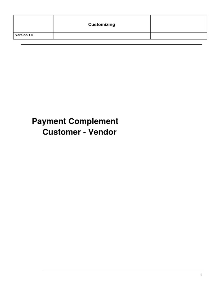 Payment Complement Customer - Vendor: Customizing | PDF | Document | Specification (Technical ...