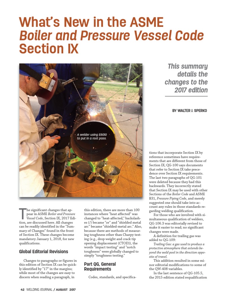 Asme Ix Changes 2017 | PDF | Welding | Construction
