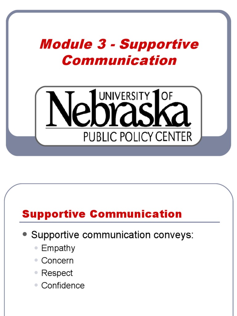 Supportive Communication Techniques | PDF | Communication | Nonverbal ...