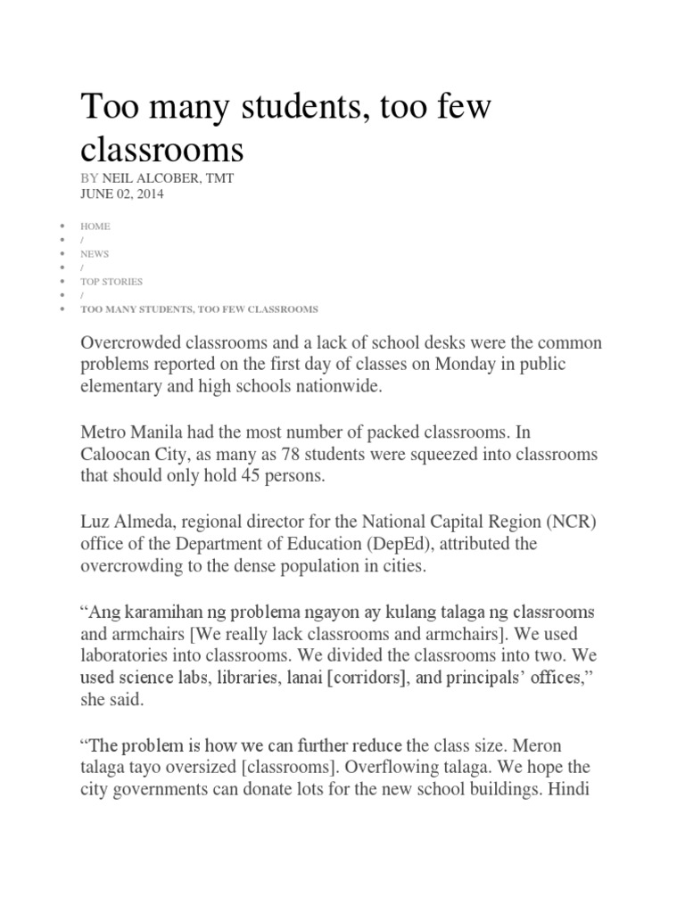 Too Many Students | PDF | Philippines | Government