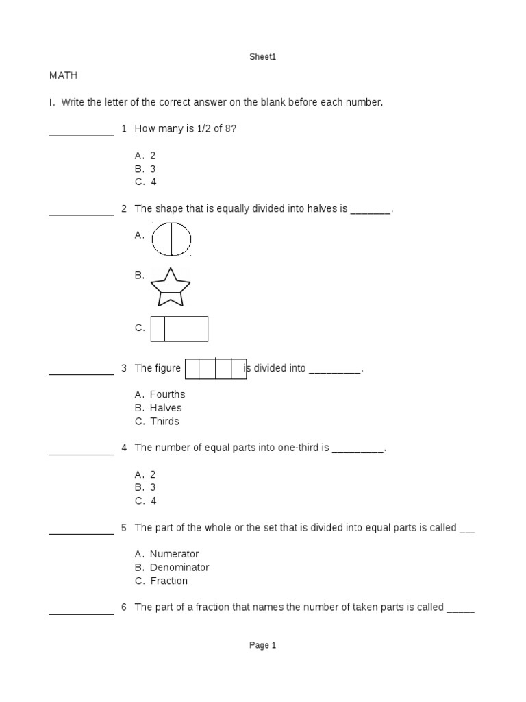 Math Reviewer Grade 1 | PDF | Fraction (Mathematics) | Geometry